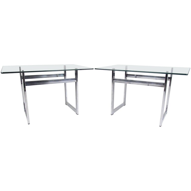 Pair of Modern Chrome and Glass End Tables For Sale at 1stDibs | chrome ...