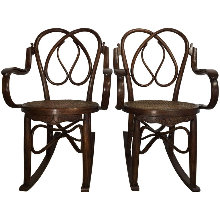 19th Century Pair of Bentwood Rocking Chairs in Style of Jacob and ...