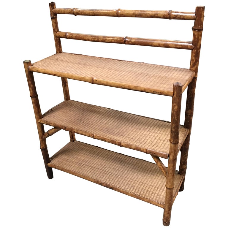 Tiger Bamboo Three-Tier Bookshelf/Rack with Rice Mat Shelves at 1stDibs ...