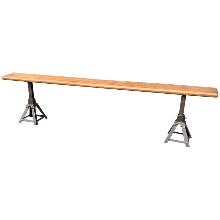 Modern Minimal Beam Bench Reclaimed Structural Oak Beams Welded Steel ...