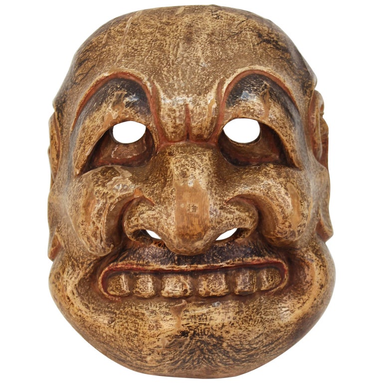 Japanese Edo Period Kyogen Mask of a Nio Guardian For Sale at 1stDibs