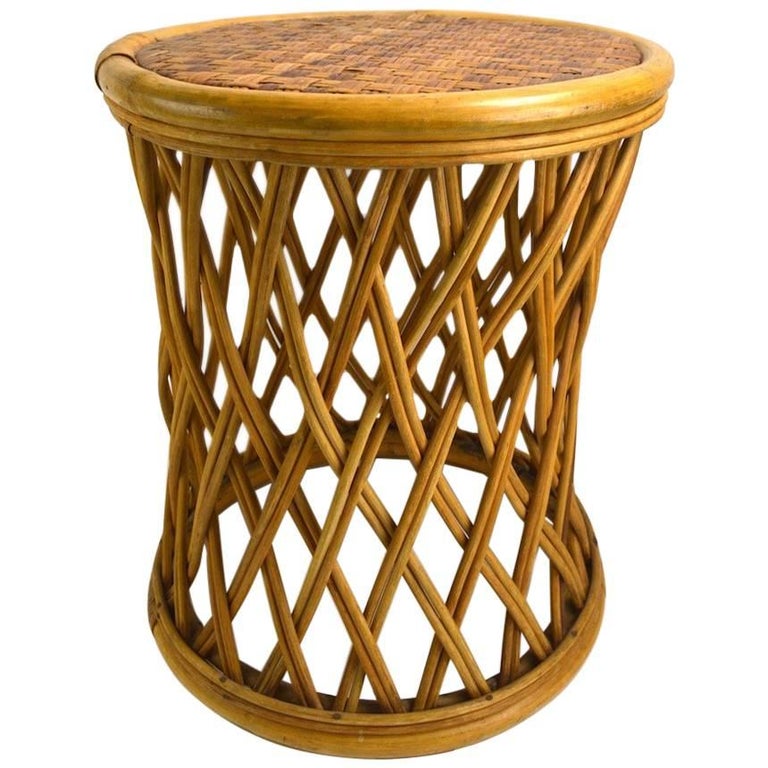 Woven Wicker and Bamboo Stool Table at 1stDibs