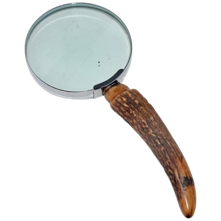 Vintage Magnifying Glass with Antler Handle at 1stDibs