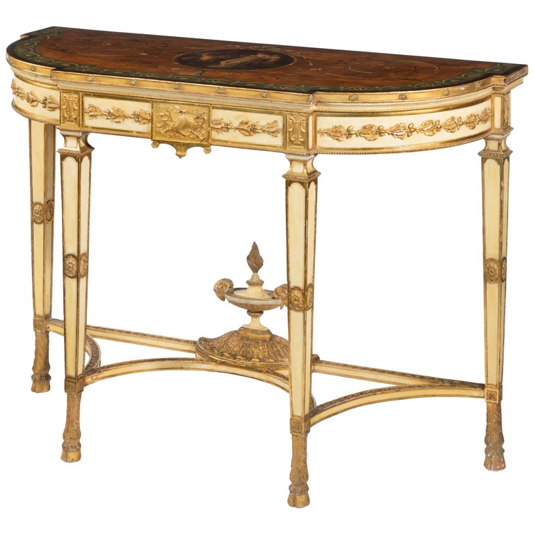 Late Victorian Parcel Gilt and Painted Adam Style Console Table at 1stDibs