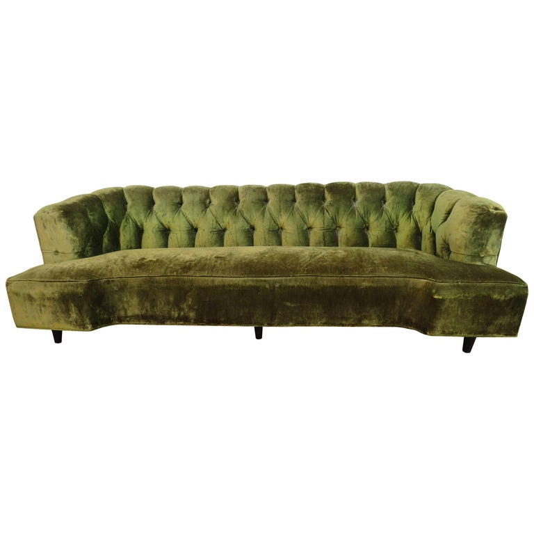 Gorgeous Dunbar Style Tufted Curved Sofa Mid-Century Modern at 1stDibs