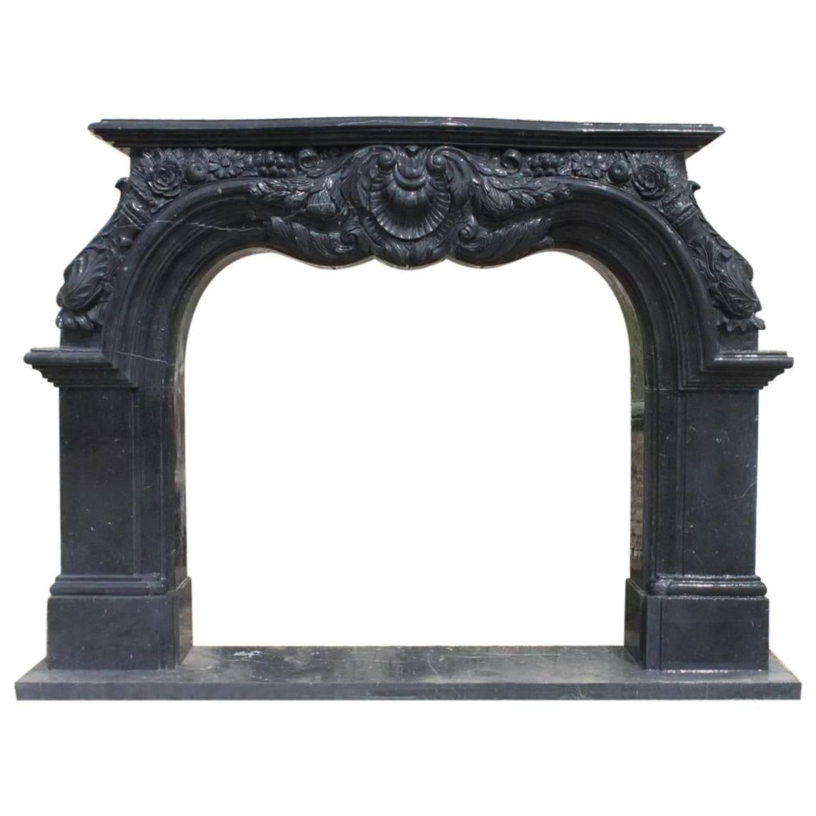 Ornate Heavy Antique Style Carved Black Marble Fire Surround For Sale ...