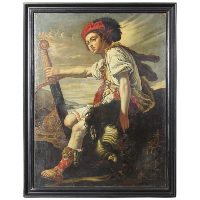 Large Painting of David with the Head of Goliath at 1stDibs