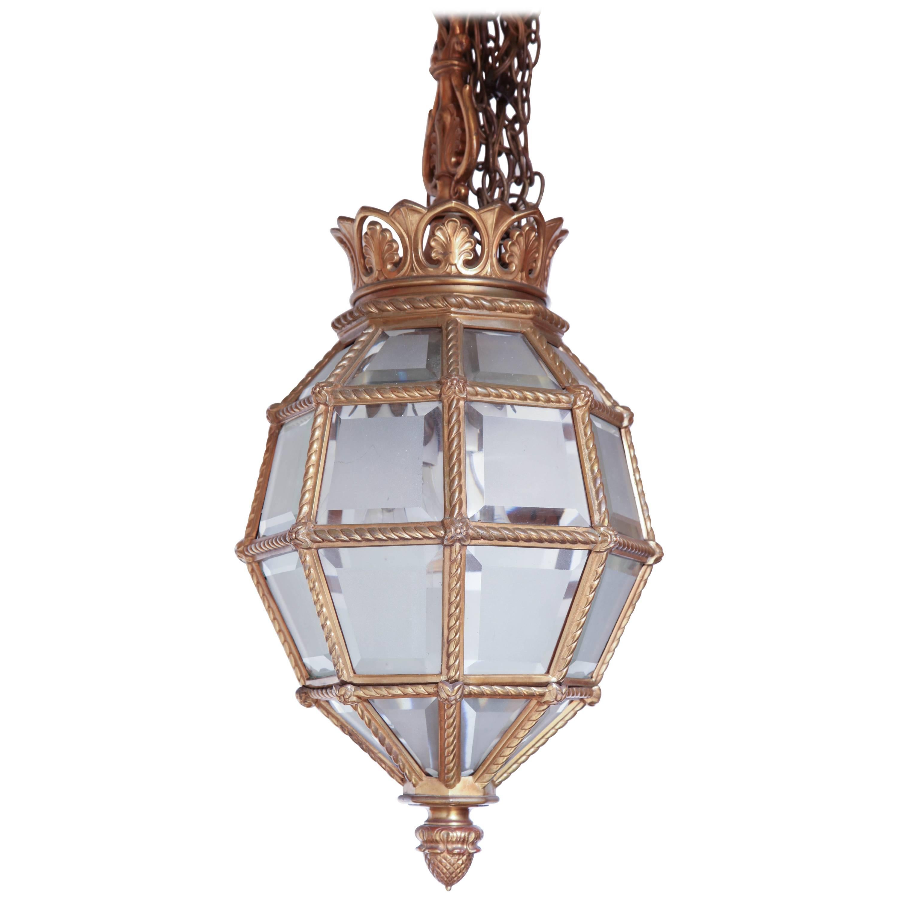 French Fire Gilt Bronze Lantern/Chandelier Versailles Shape at 1stDibs