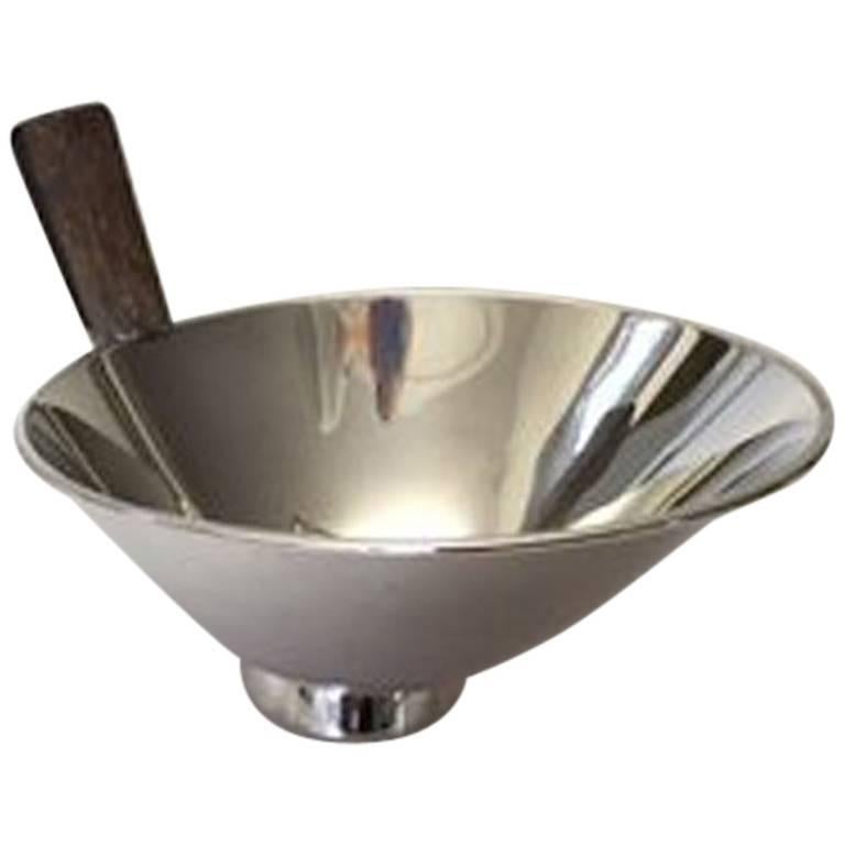 Modern Cohr Sterling Silver Bowl with Wooden Handle at 1stDibs