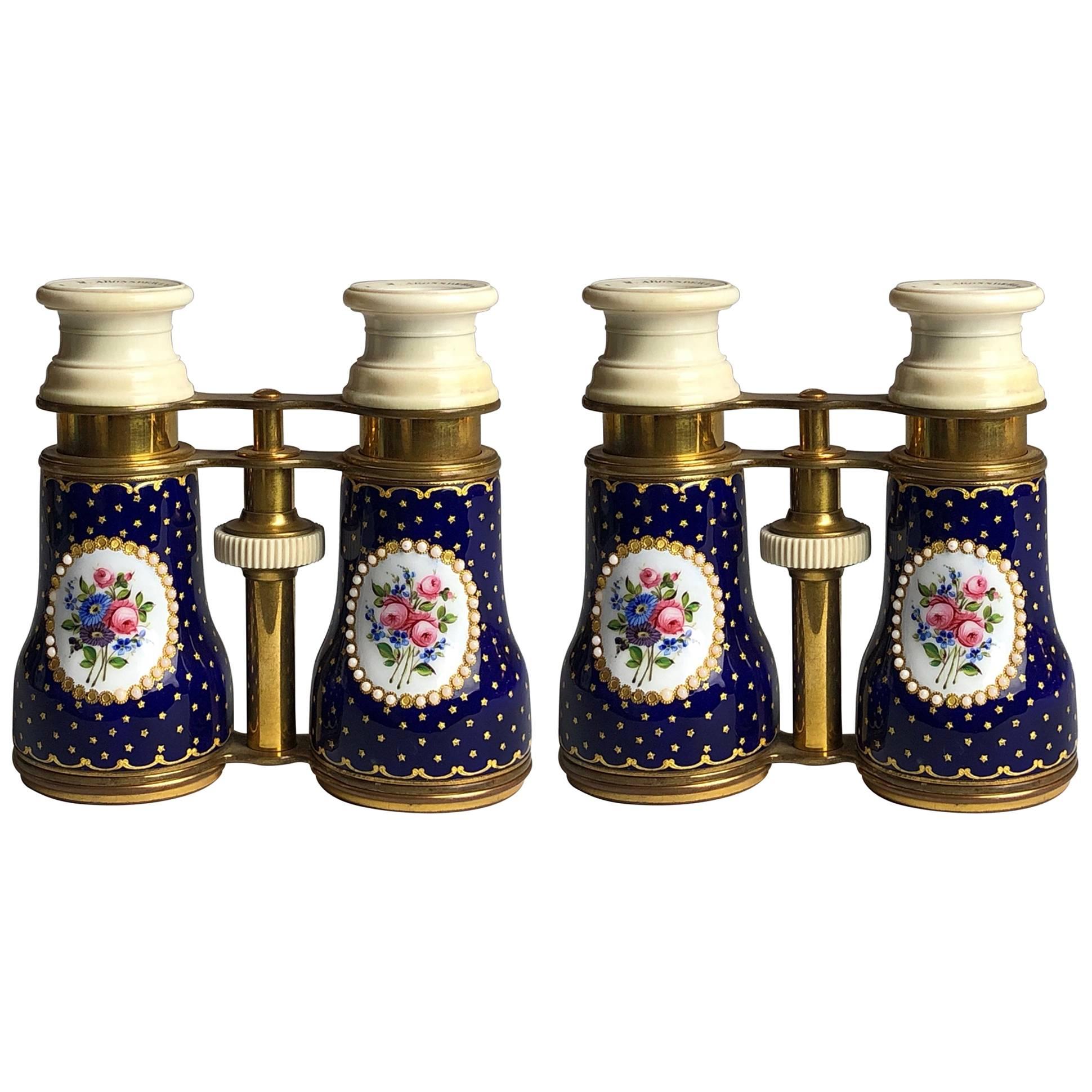 Pair of 19th Century Hand Enameled Ladies Opera Glasses, circa 1890 For ...