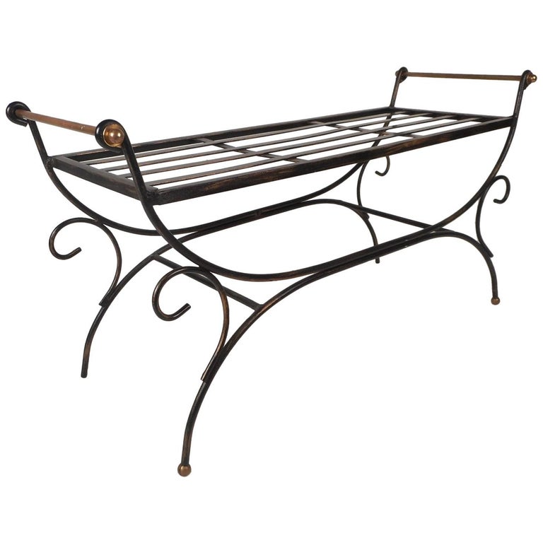 Vintage Wrought Iron Bench at 1stDibs