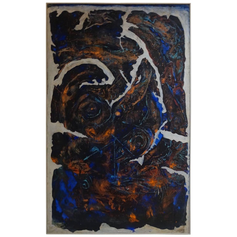 French Artist Jean Pierre Neveu Extra Large Oil Abstract Painting ...
