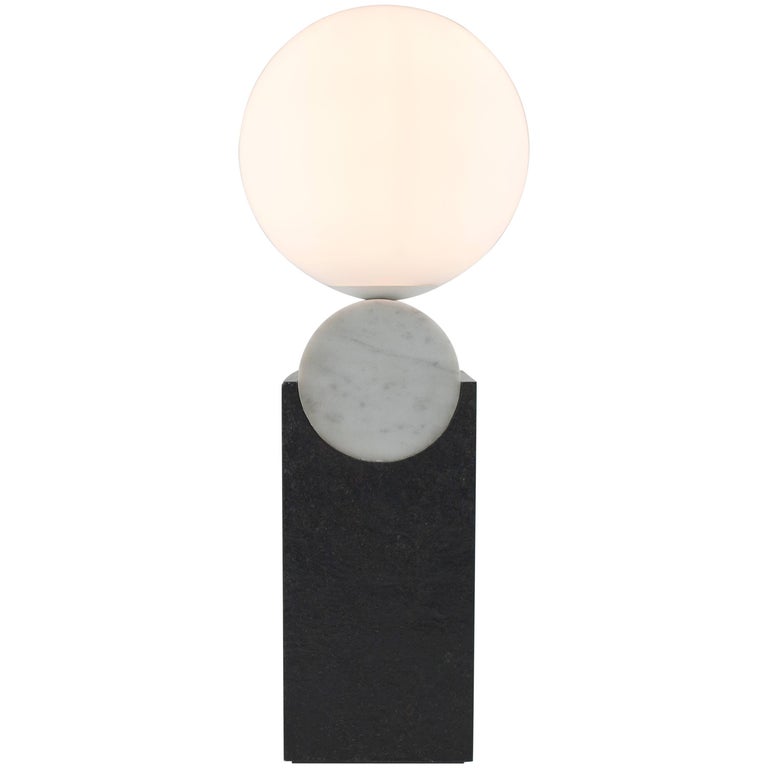 Contemporary Monument Table Lamp Circle in Carrara Marble, Solid Steel ...