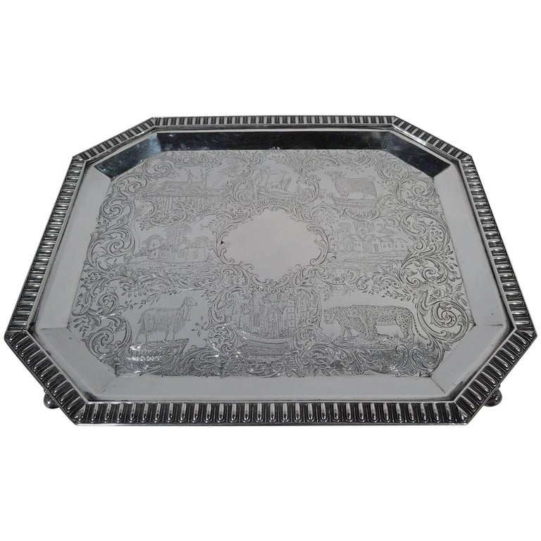 Fine Antique Coin Silver Salver Tray by Gale and Hayden in New York For ...
