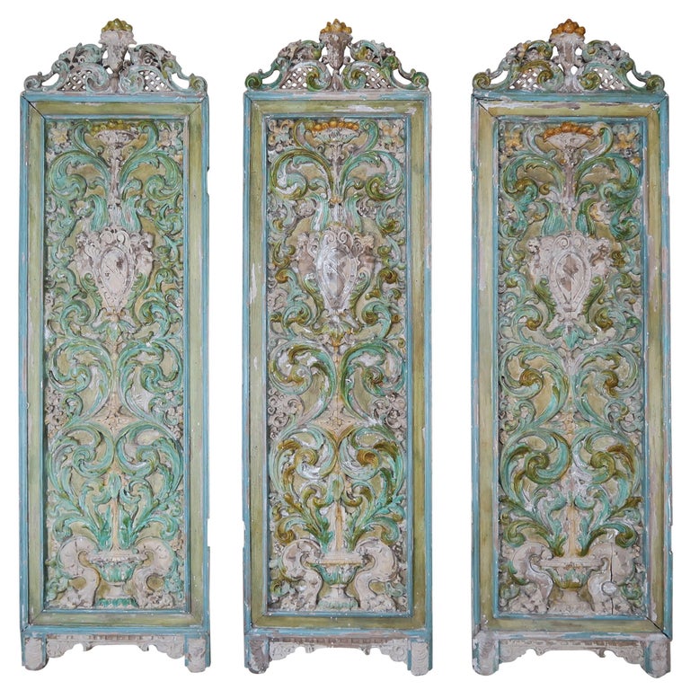 Carved Wood Three Panel 19 Century Italian Triptych at 1stDibs
