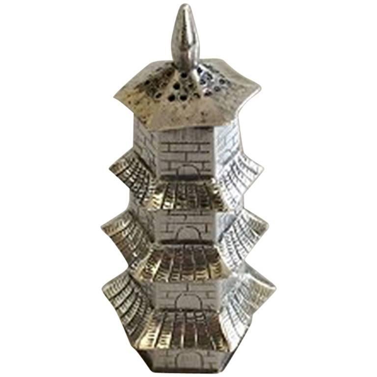 Sterling Silver Salt/Pepper Shaker as a Chinese Tower at 1stDibs