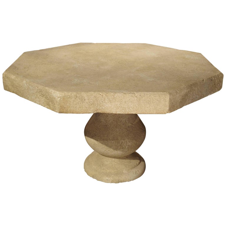 Carved Octogonal Limestone Table from Provence France For Sale at 1stdibs