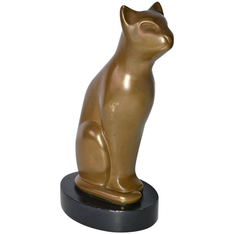 Brass Cat Statue at 1stDibs