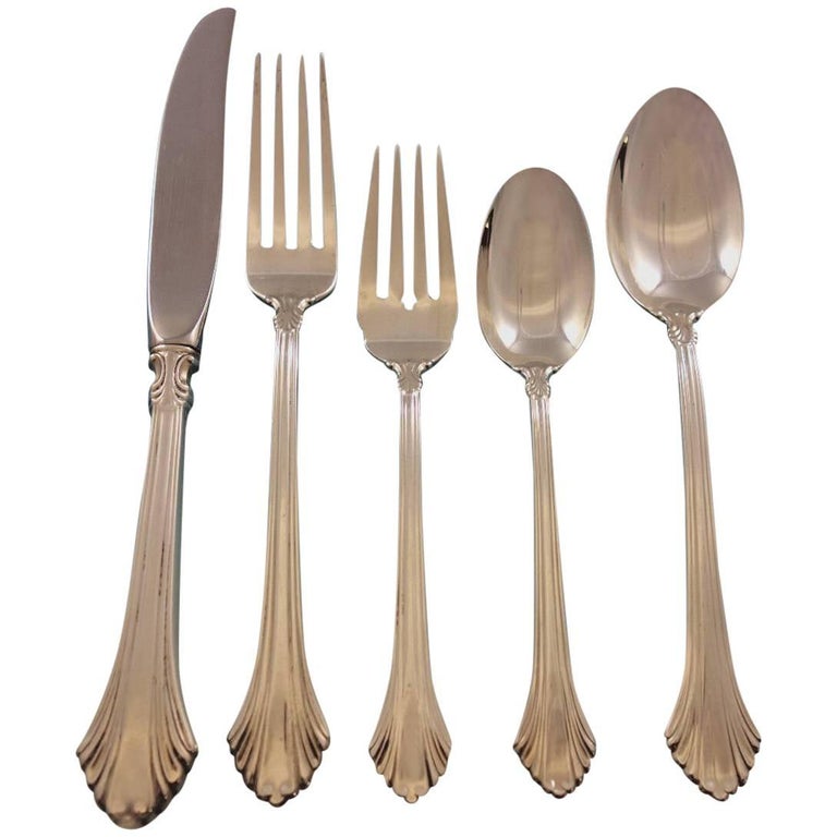 Grand Colonial by Wallace Sterling Silver Flatware Set for 12 Service ...