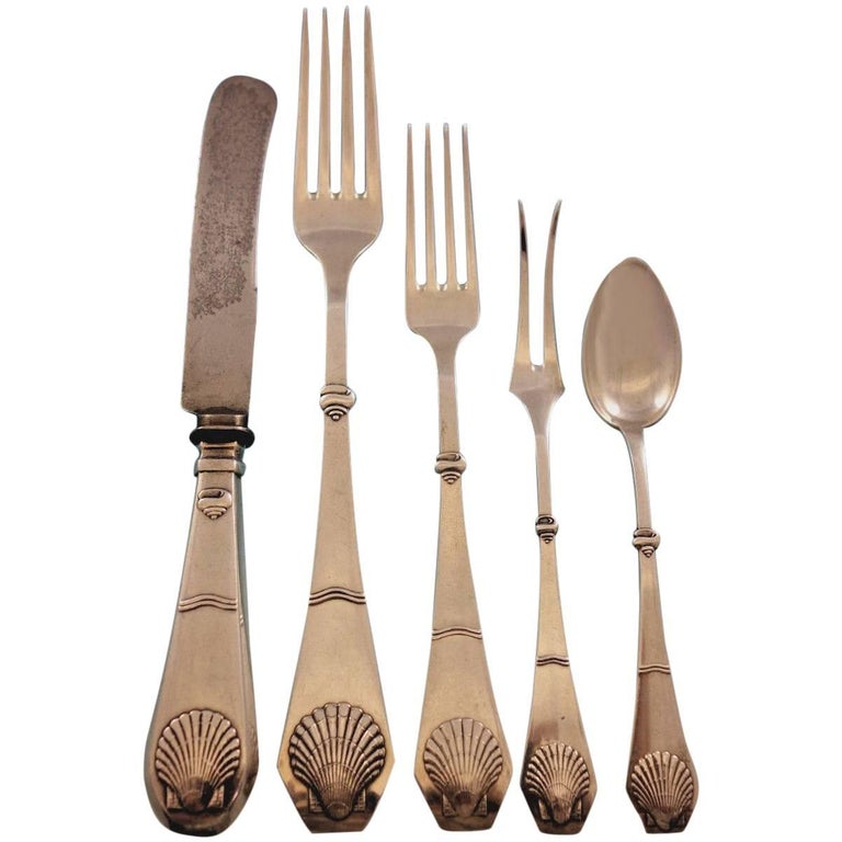 Strand Aka Beach by Sorensen Danish Silver Flatware Set Service 37 Pcs ...