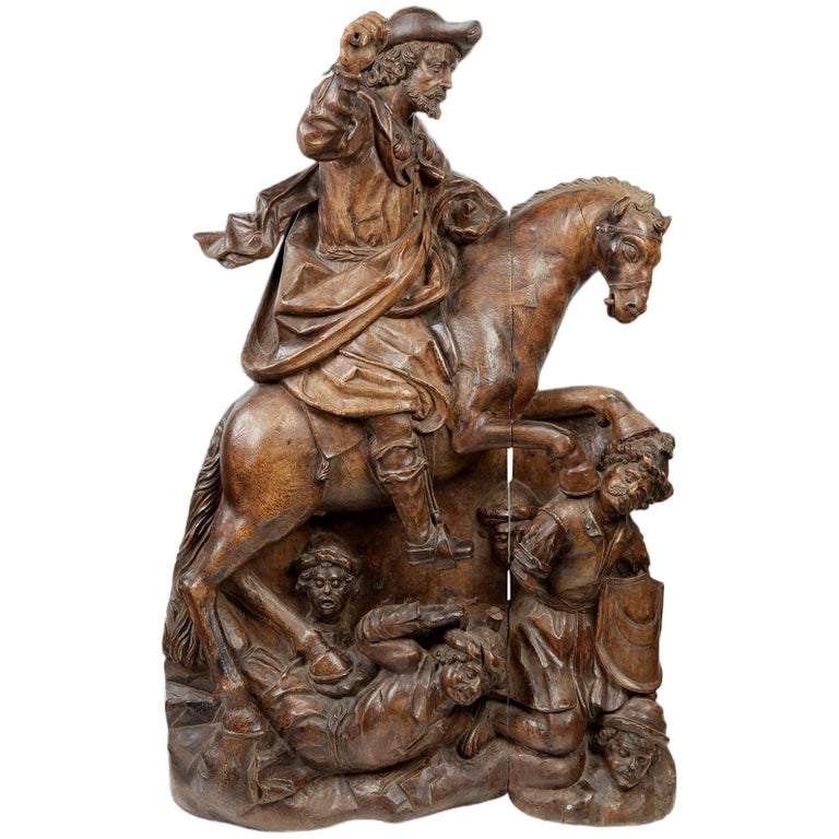 19th Century Carved Santos depicting Santiago Matamoros/Saint James The ...