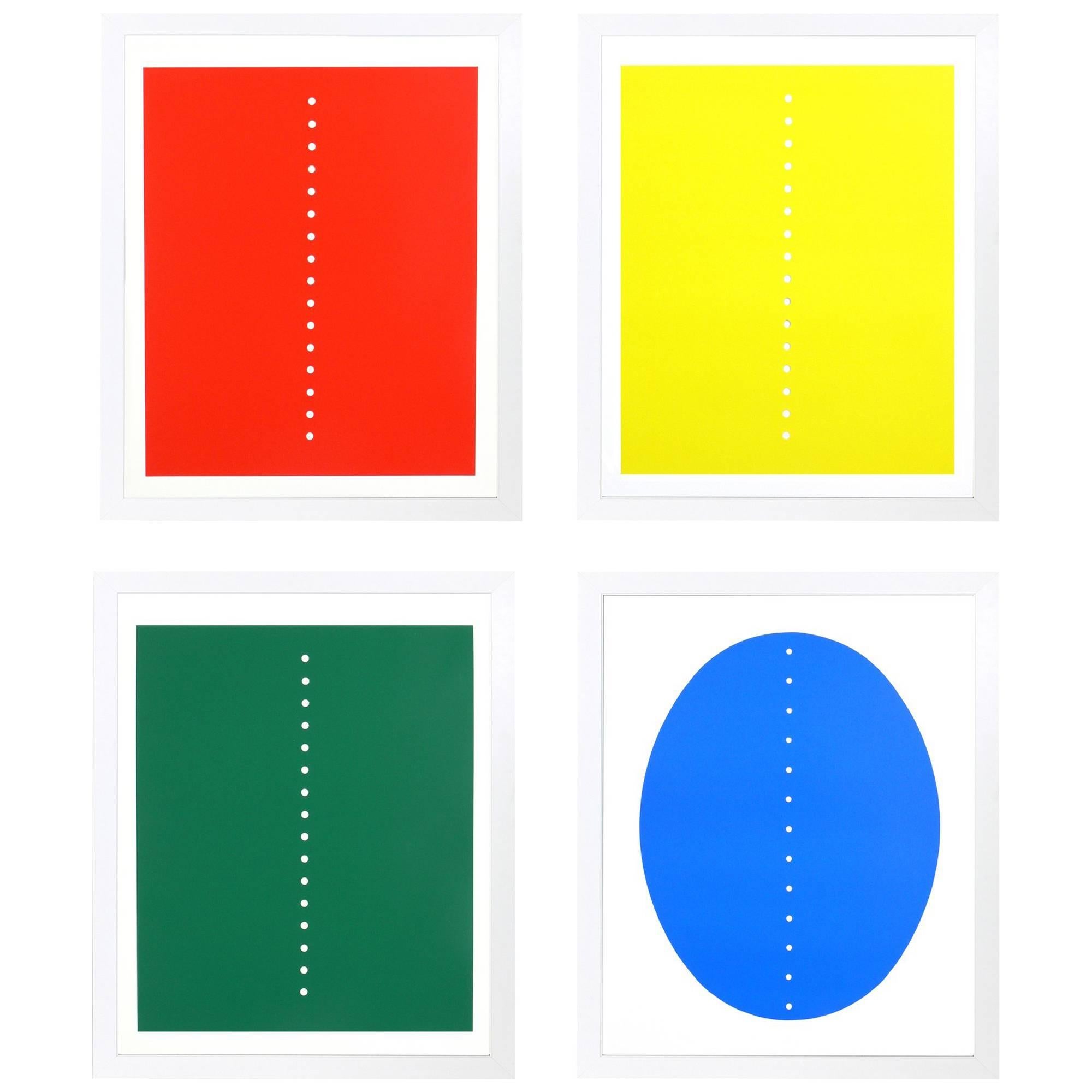 Suite of Four Pierced Color Lithographs after Lucio Fontana at 1stDibs