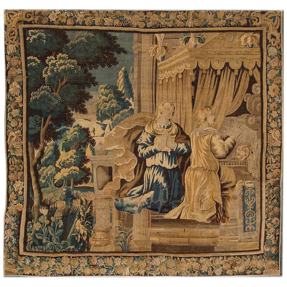 Antique Flemish Pictorial Square Tapestry, 9.08x9.10 For Sale at ...