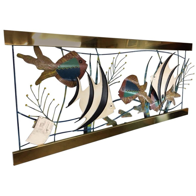 Mixed Metal Aquarium Fish Wall Sculpture by Curtis Jere For Sale at ...