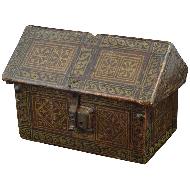 Gothic Chest, Spain, Late 15th Century, Polychromed Wood at 1stDibs