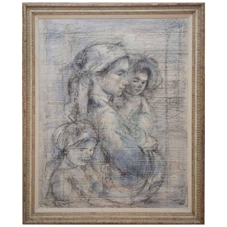 Mother and Two Children Painting by Edna Hibel at 1stDibs | edna hibel ...