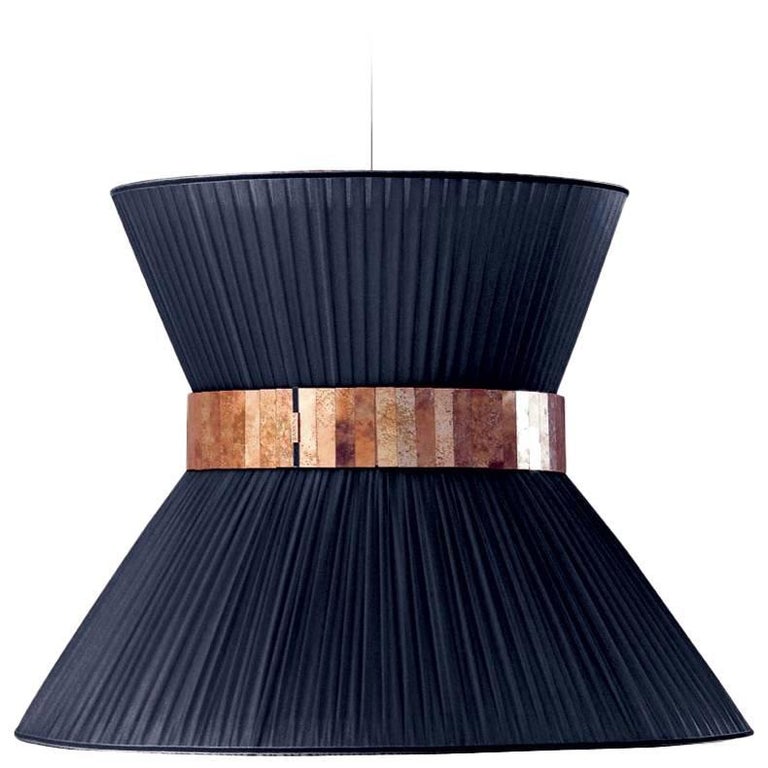 Tiffany contemporary Hanging Lamp 60 cm blue Silk Silvered Glass ...