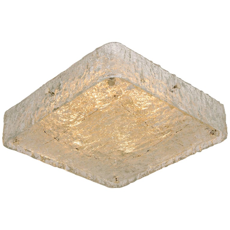 Large Square Textured Glass Flush Mount Ceiling Lamp by J.T Kalmar For ... Large Square Textured Glass Flush Mount Ceiling Lamp by J.T Kalmar For ...