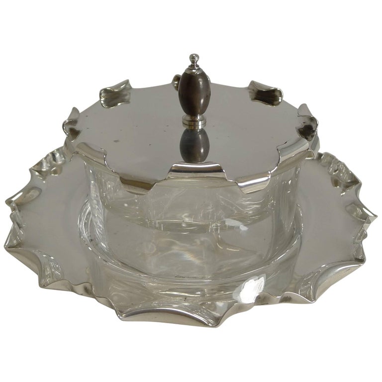 Antique English Silver Plate and Glass Caviar Dish / Server, circa 1900 ...