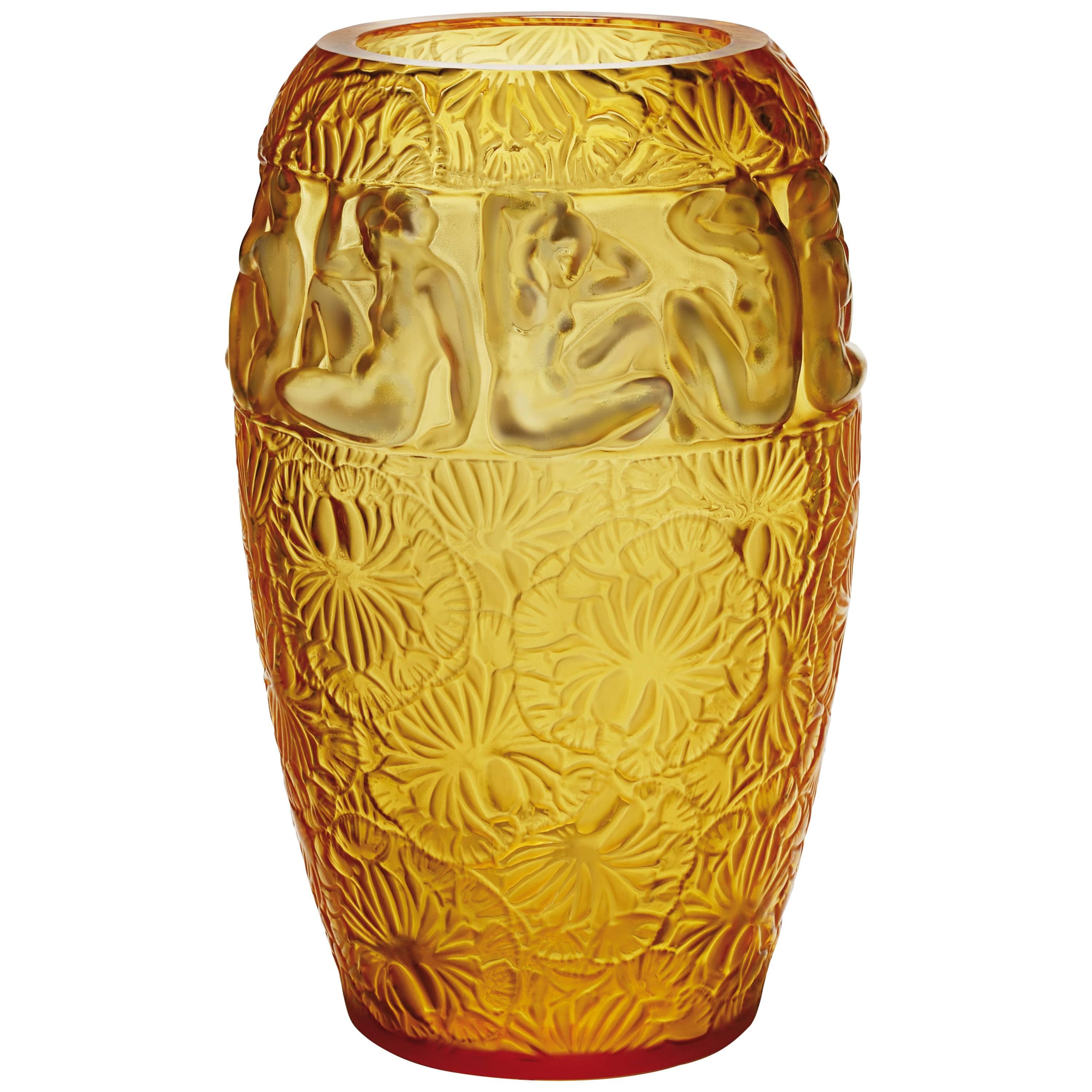 LALIQUE Angelique Vase Amber Cystal and Gold Enamel Limited ED 99x For ...