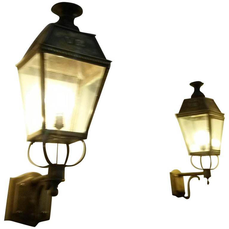 Pair of large 19th Century English Lanterns style Wall Lights Sconces ...