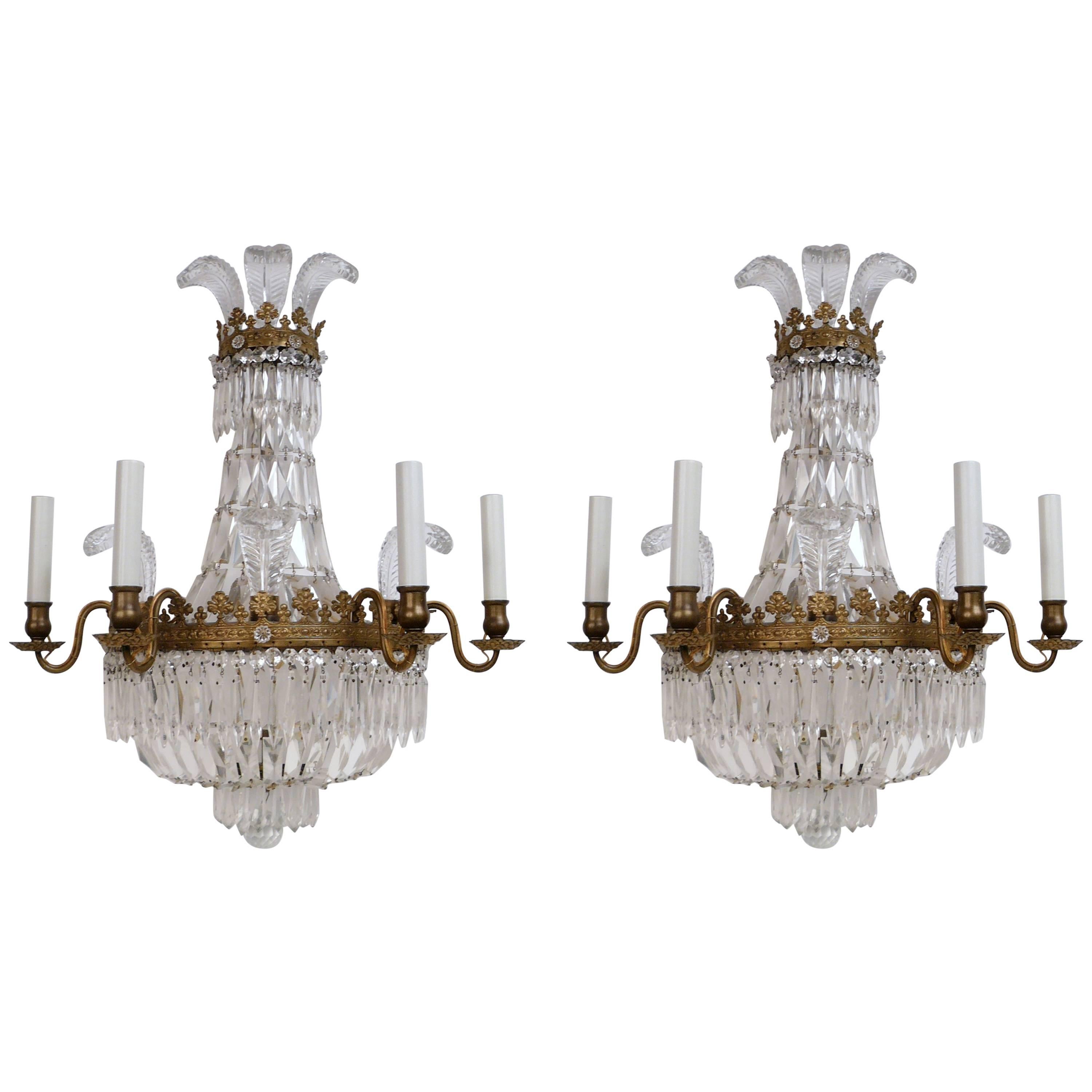 Pair Regency Style 'Prince of Wales' Plume Sconces at 1stDibs