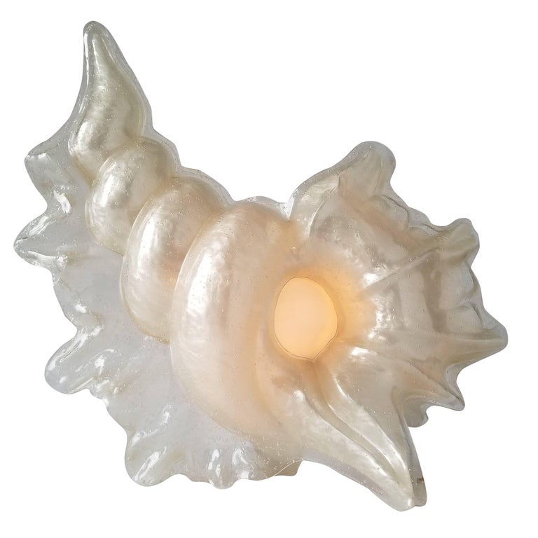 Huge Sculptural Acrylic Conch Shell Table/Floor Lamp from Rougier ...