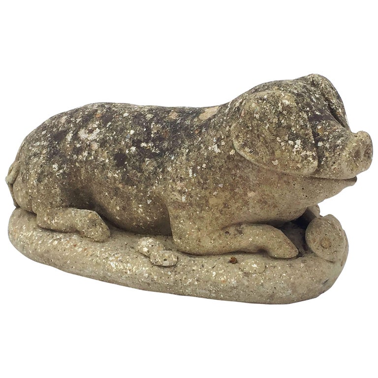 English Garden Stone Pig at 1stDibs
