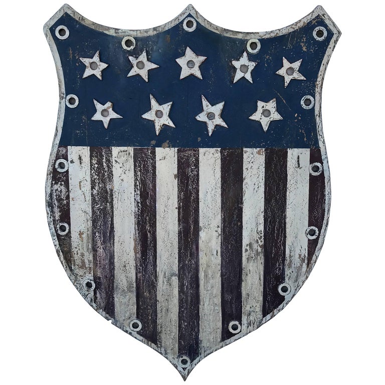 American Folk Art Flag Shield or Sign with Nine Stars For Sale at ...
