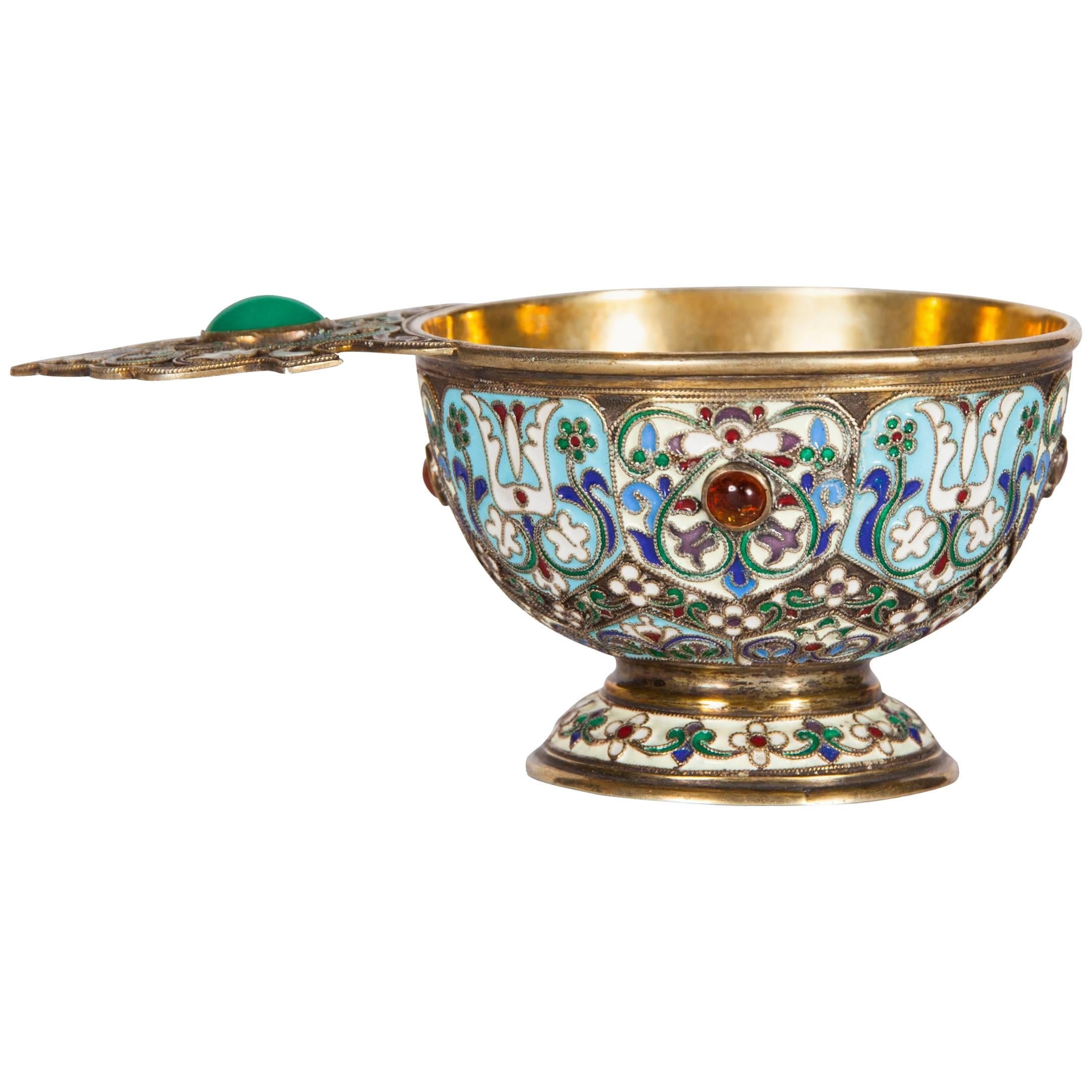 Cloisonné Enameled silver Russian Salt by 6th Artel For Sale at 1stDibs