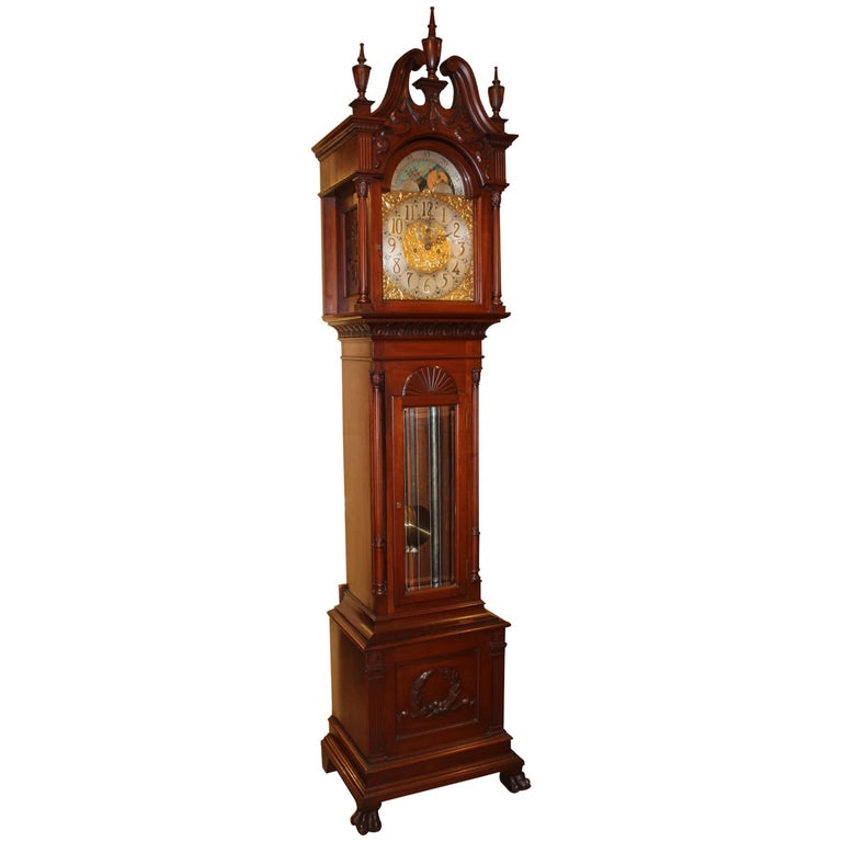 Exceptional Smith Patterson and Co Boston Mahogany Tall Clock with Moon ...