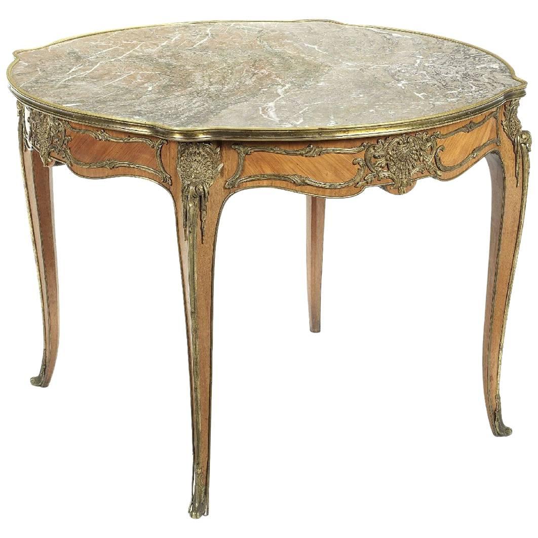 Antique French Rococo style bronze and marble table, circa 1900 at 1stDibs