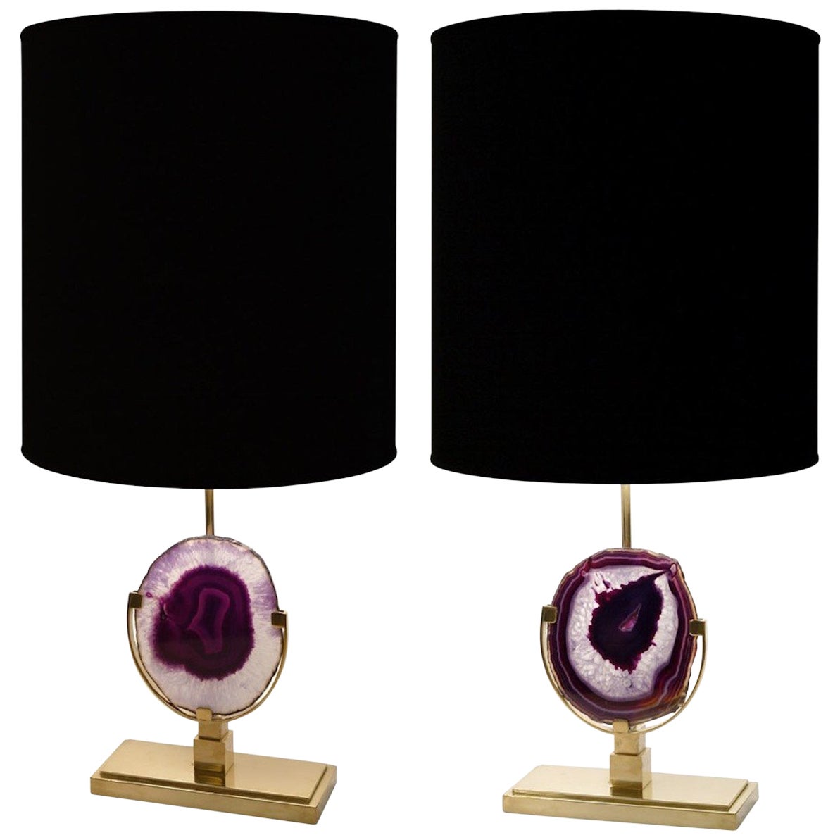 Pair of Natural Agate Lamps at 1stDibs