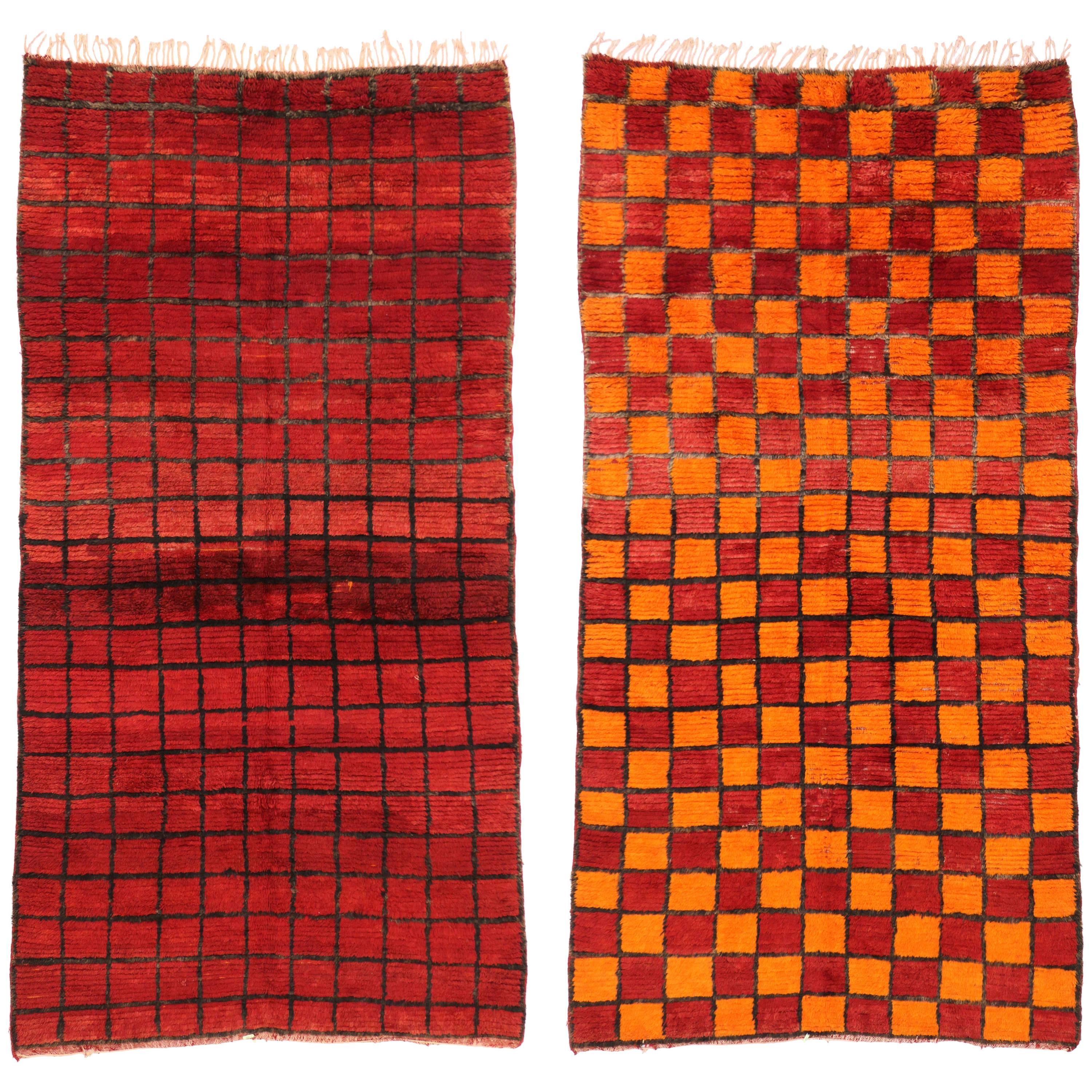 Vintage Berber Moroccan Rug with Cubist Bauhaus Style For Sale at 1stDibs