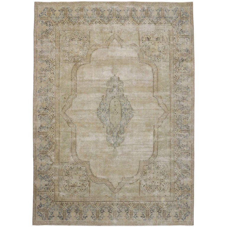 Distressed Vintage Persian Kerman Rug with Modern Industrial Style at ...