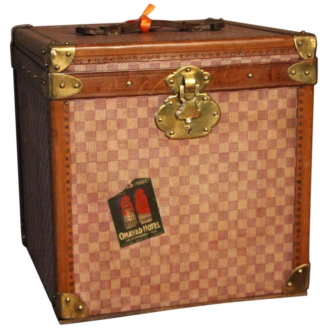 1920s French Hat Trunk in Checkers Canvas at 1stDibs