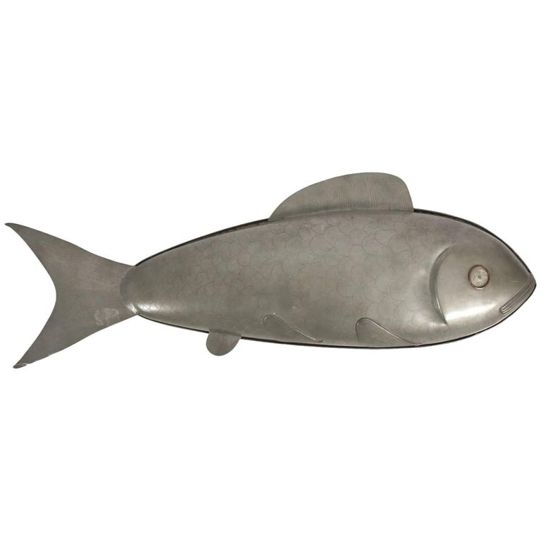 Chinese Pewter Fish Serving Dish at 1stDibs
