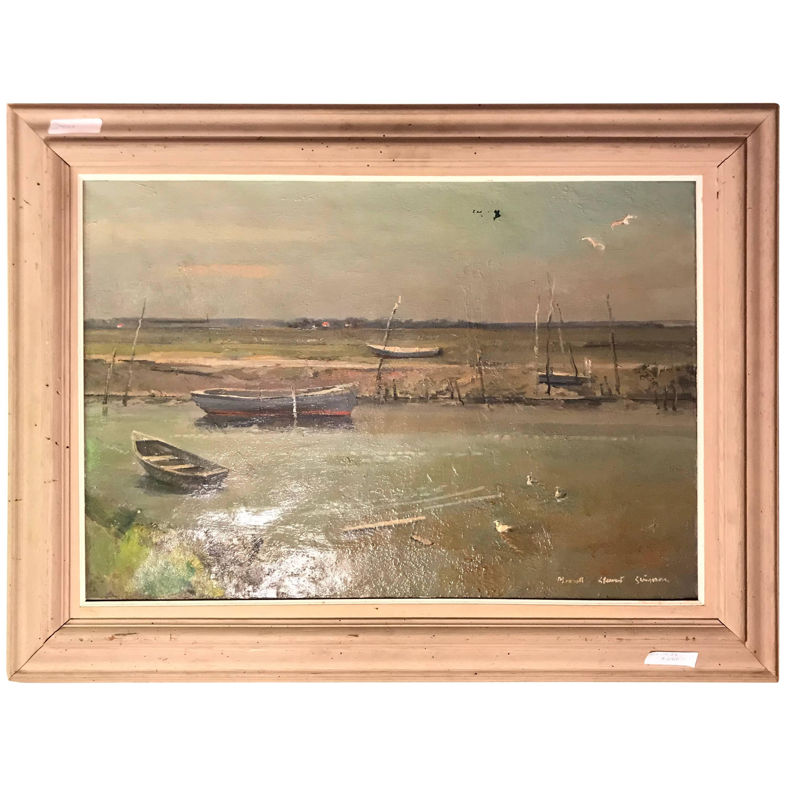 Oil on Canvas Signed Maxwell Stewart Simpson Dated 1956 Row Boots at ...
