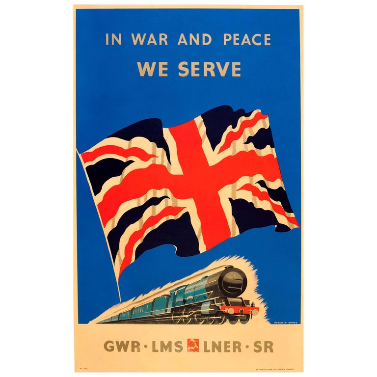 Original WWII Railway Travel Poster - In War and Peace We Serve GWR LMS ...