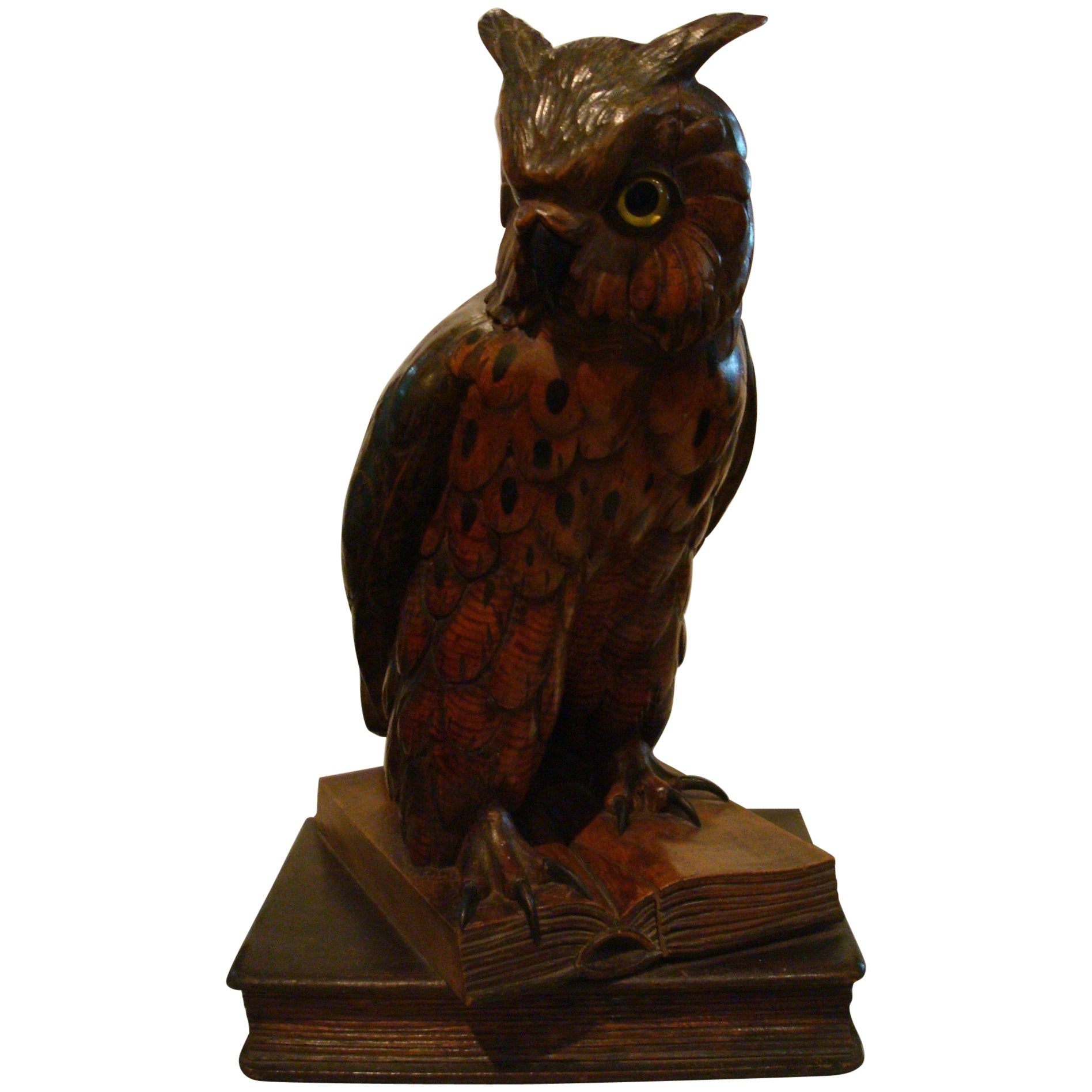 A Carved Black Forest Antique Owl of Exceptional Size at 1stDibs